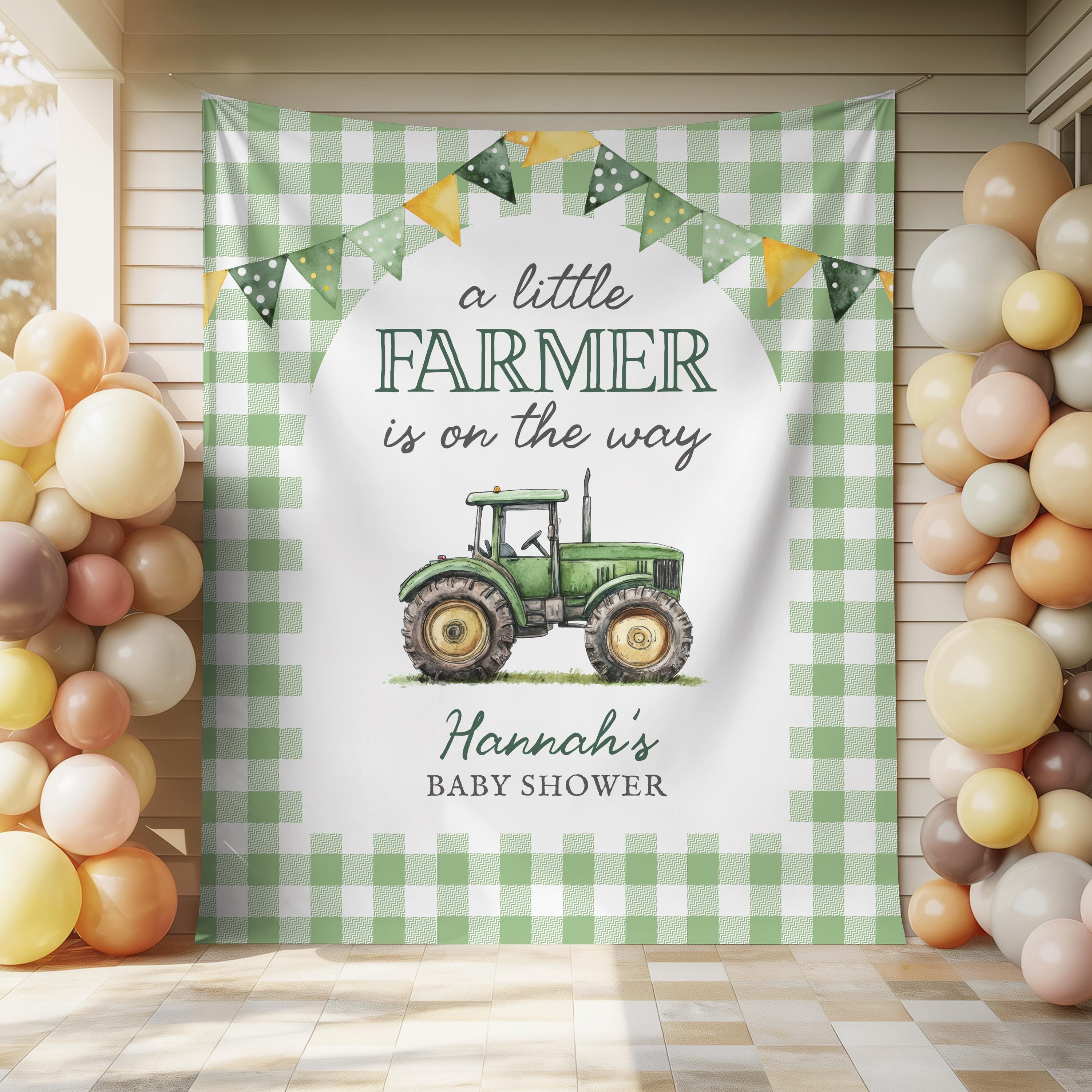 Custom Tractor Baby Shower Banner, Farm Baby Country Theme Baby Shower ...