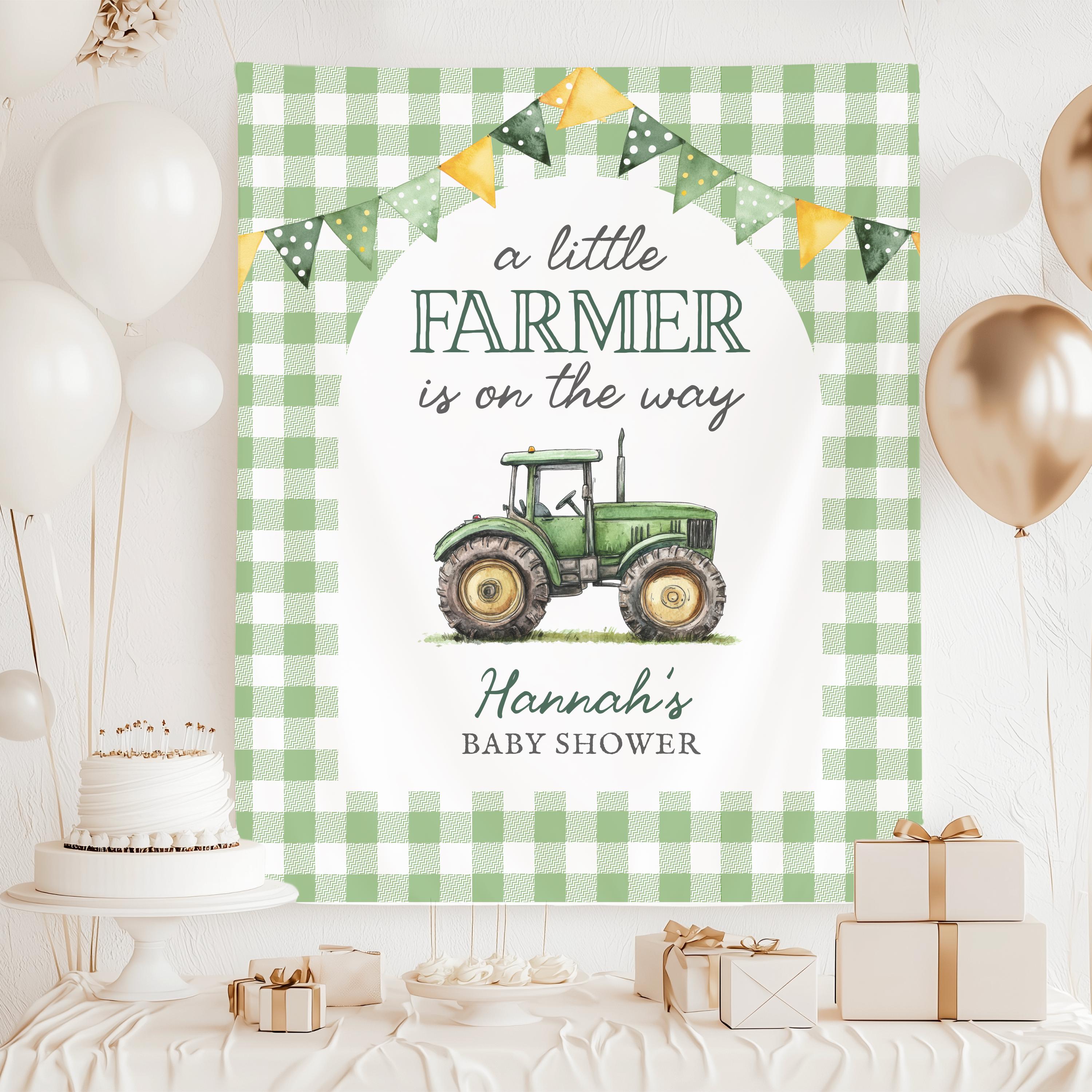 Custom Tractor Baby Shower Banner, Farm Baby Country Theme Baby Shower ...