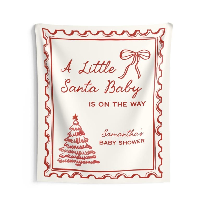 Santa Baby Shower Party Backdrop, Christmas Themed Baby Shower Banner ...