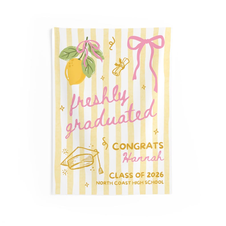 ORIGINAL ARTIST Custom Freshly Graduated Banner, 2026 Graduation ...