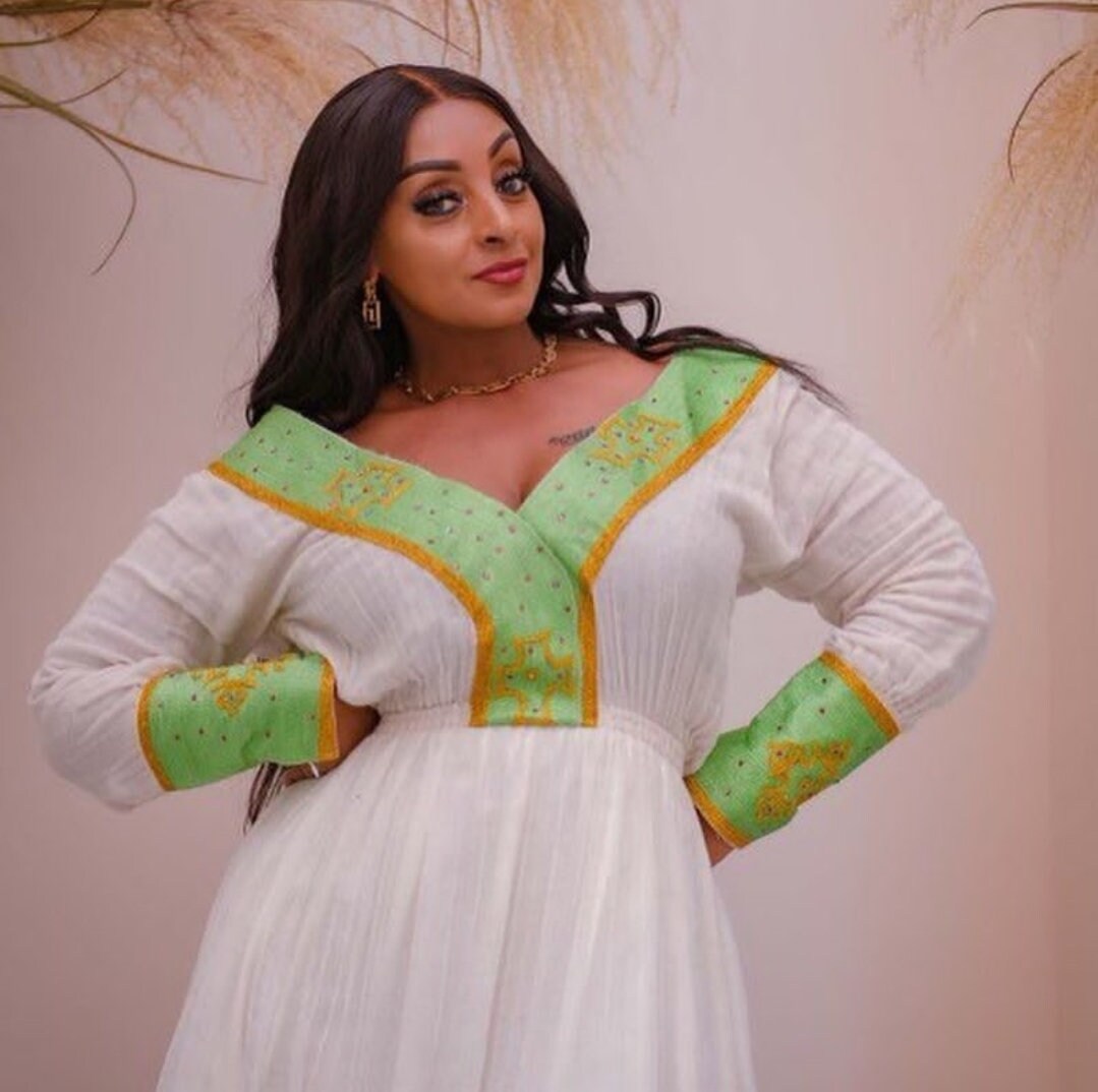 Cute Green Menen Habesha Traditional Dress - Etsy