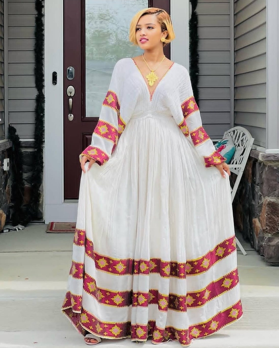 Habesha Traditional Dress / Ethiopian Dress /eritrean Dress / Red Dress ...
