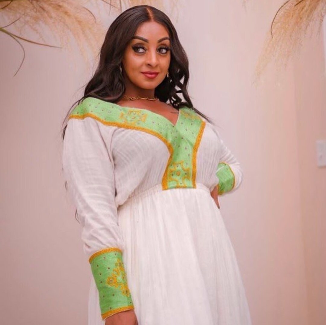 Cute Green Menen Habesha Traditional Dress - Etsy
