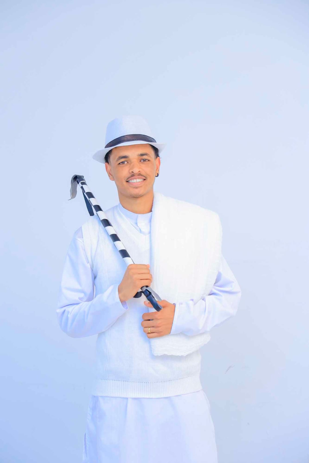 HABESHA MENS Complete Shirt With Netela ,traditional Stick and Hat - Etsy