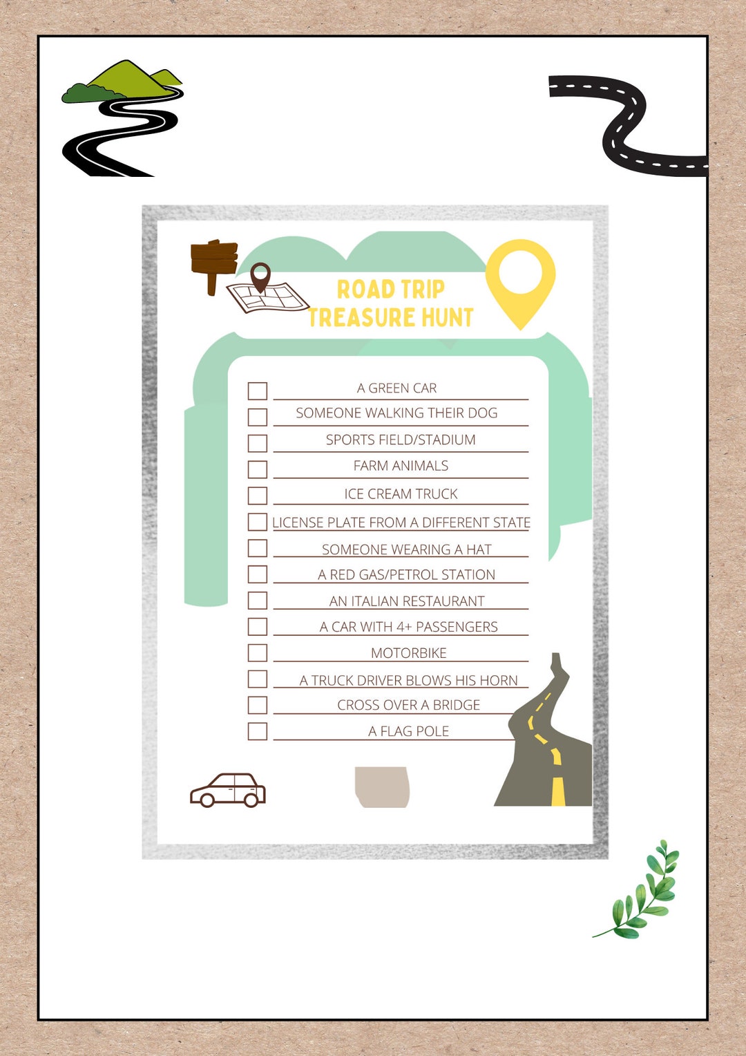 Road Trip Treasure Hunt for Kids Road Trip Scavenger Hunt Car Ride ...