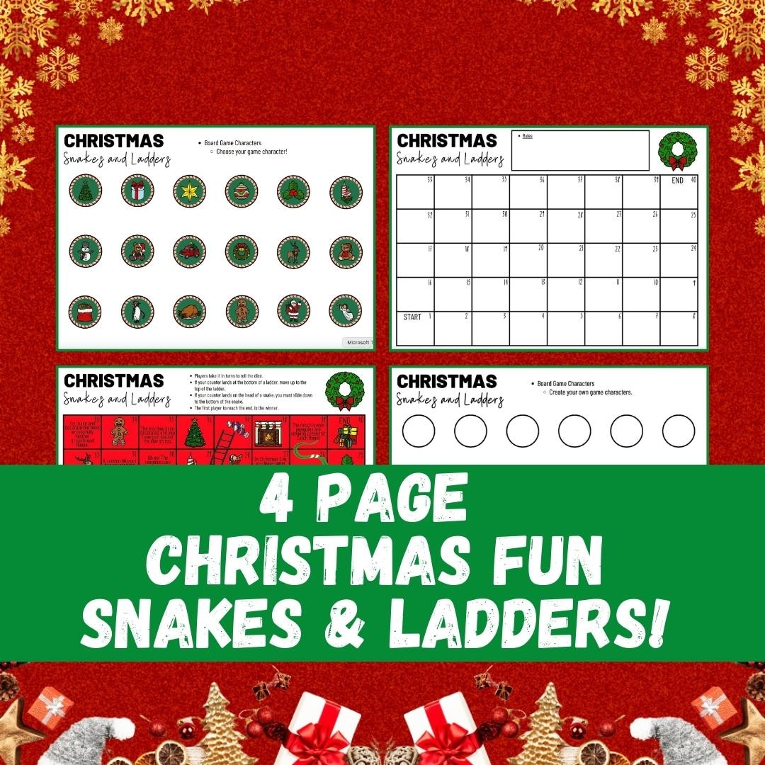 Christmas Printable Snakes & Ladders | Christmas Party Games ...