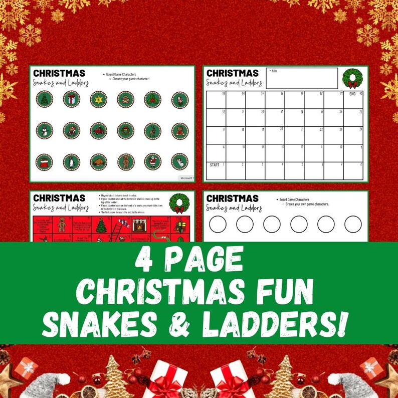 Christmas Printable Snakes & Ladders | Christmas Party Games ...