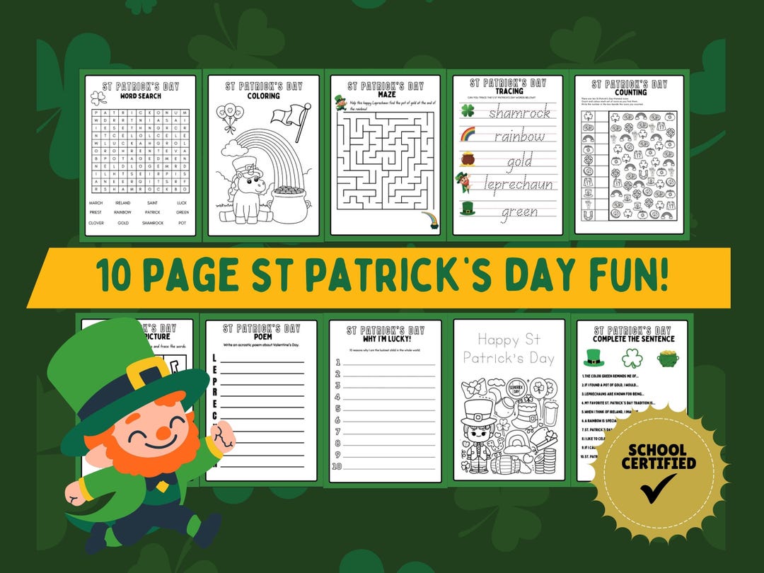 St Patrick's Day Printable 10 Game Bundle | St Patrick's Day Party ...