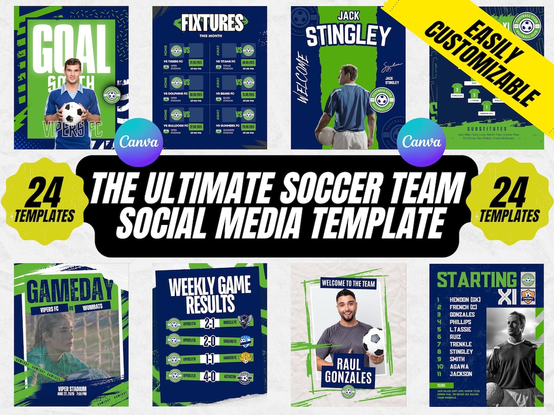 Sports Team Canva Templates - 24+ Social Media Graphics for Soccer ...