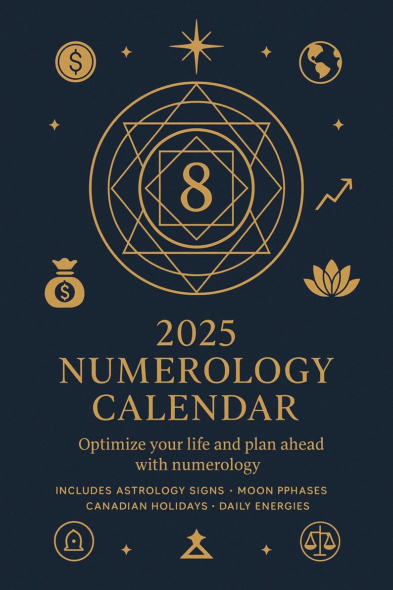 2025 Numerology Calendar Printable | Daily Life Path & Energy | Moon ...