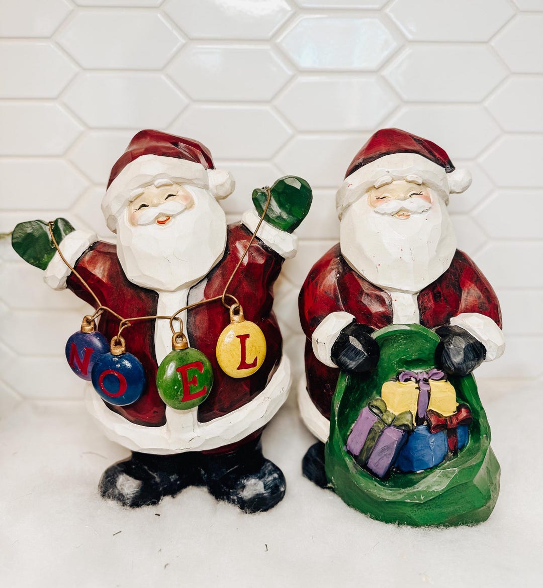 Jolly Wooden Santa Buddy Figurines Vintage Modern - Etsy