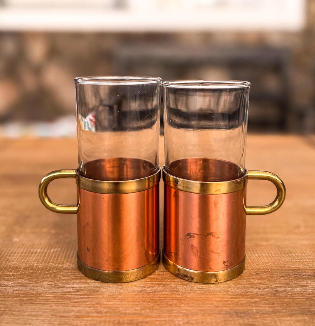 Original Beucler Copper & Glass Coffee Mugs – Set of 2 - Etsy
