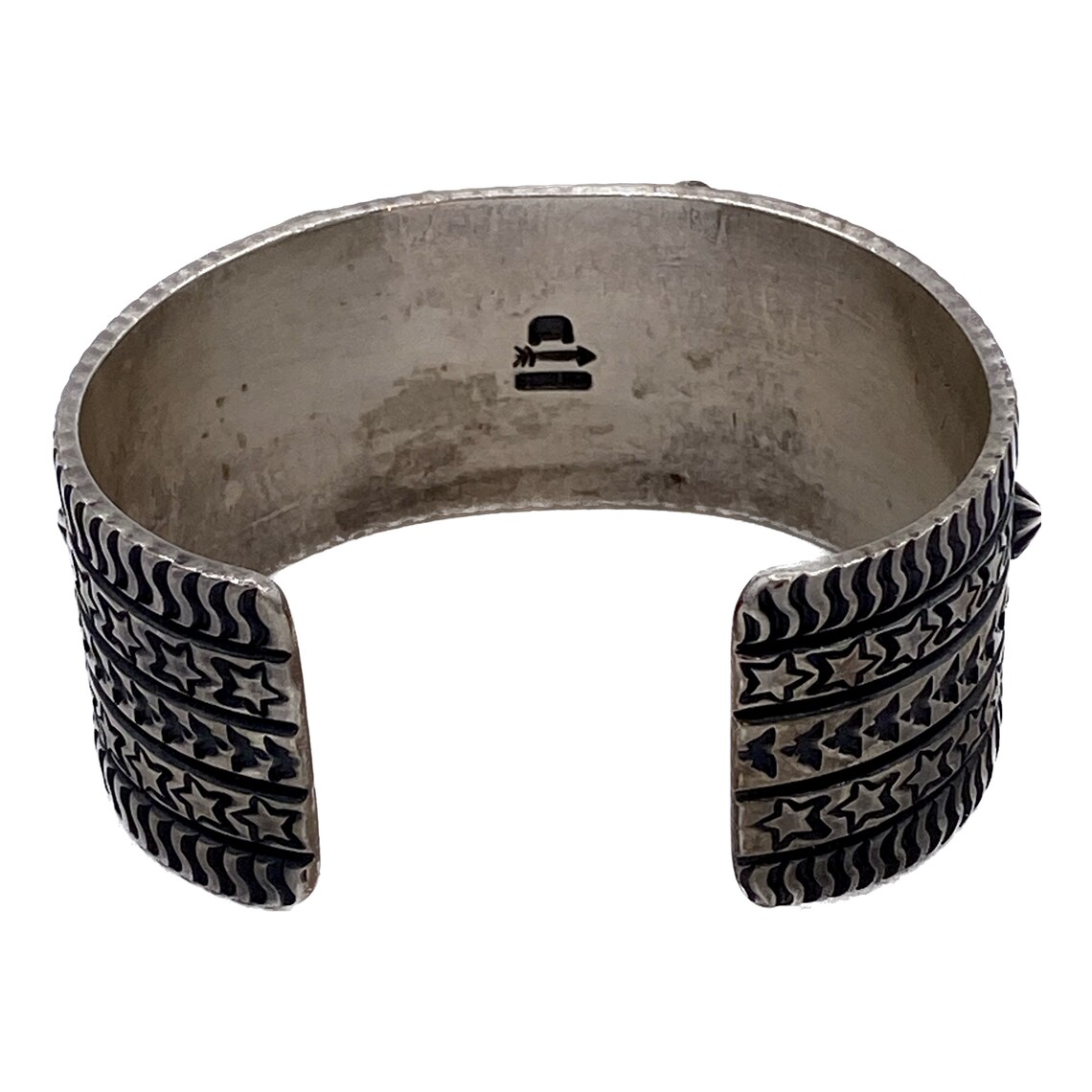 Darryl Becenti Signed Sterling Silver Cuff Bracelet With Turquoise ...