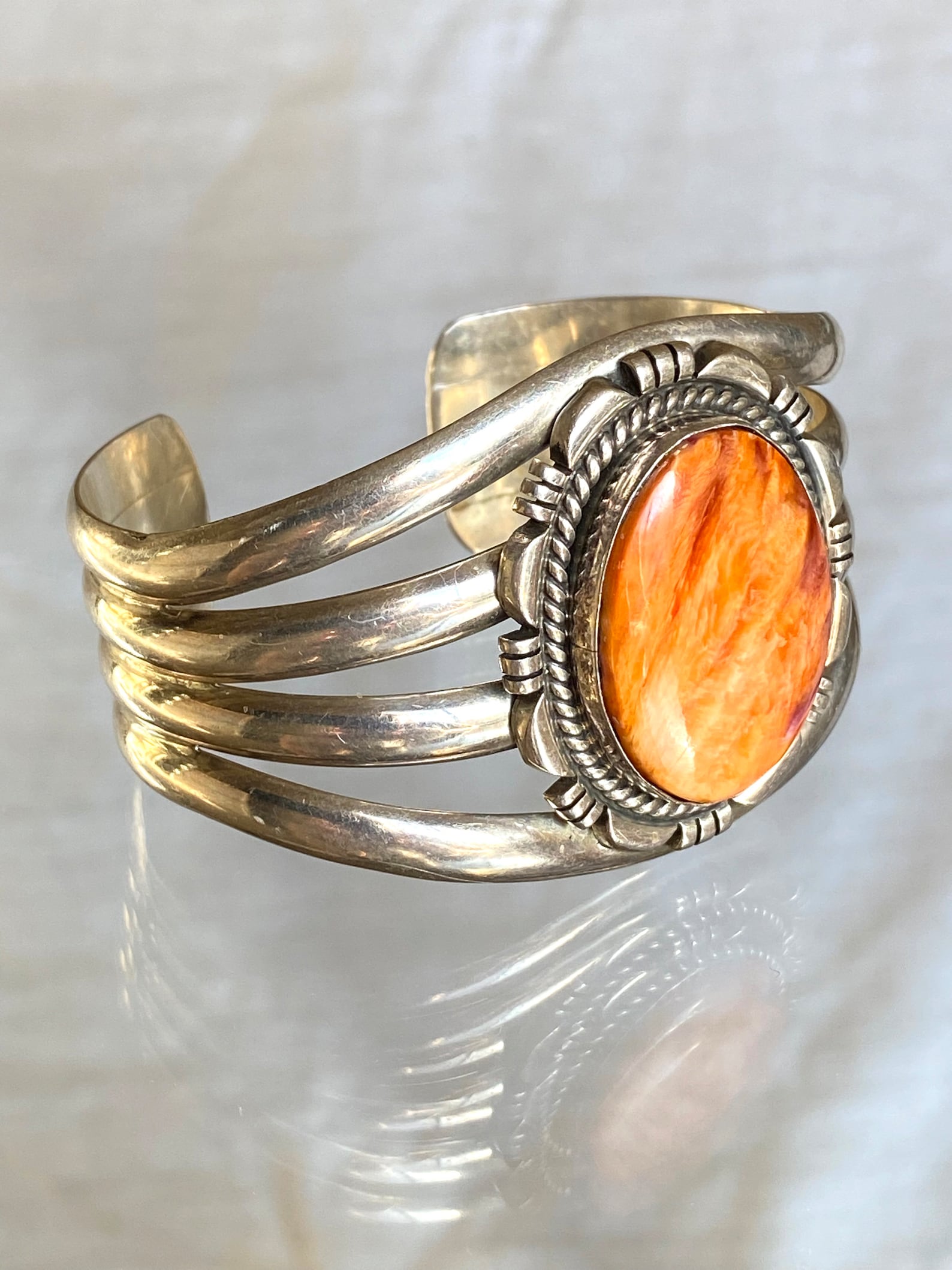 Richard Yazza Signed Sterling Silver Cuff Bracelet With Huge Spiny ...