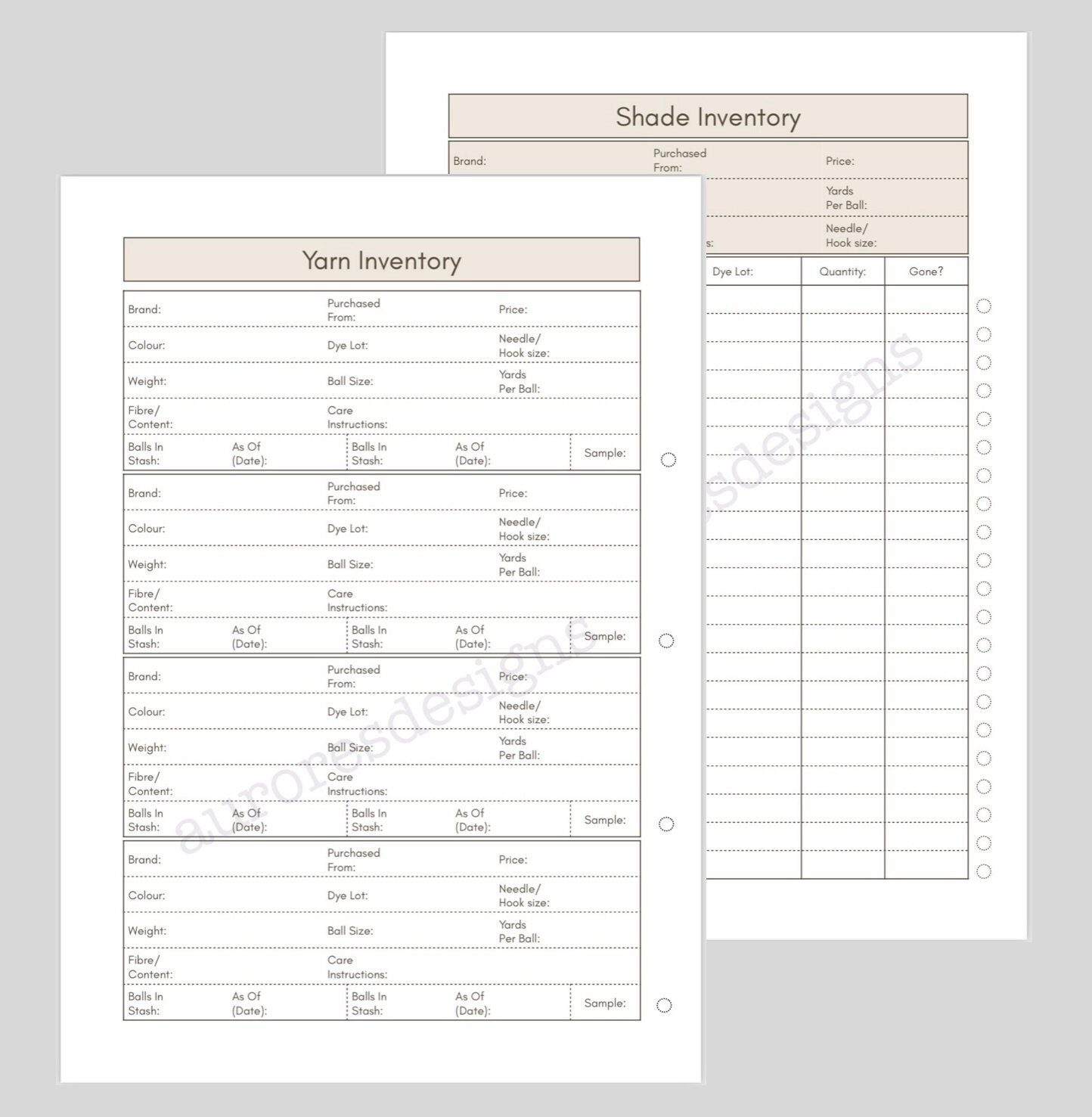 Ultimate Printable A4 Yarn Stash Organiser/inventory and Shade Tracker ...