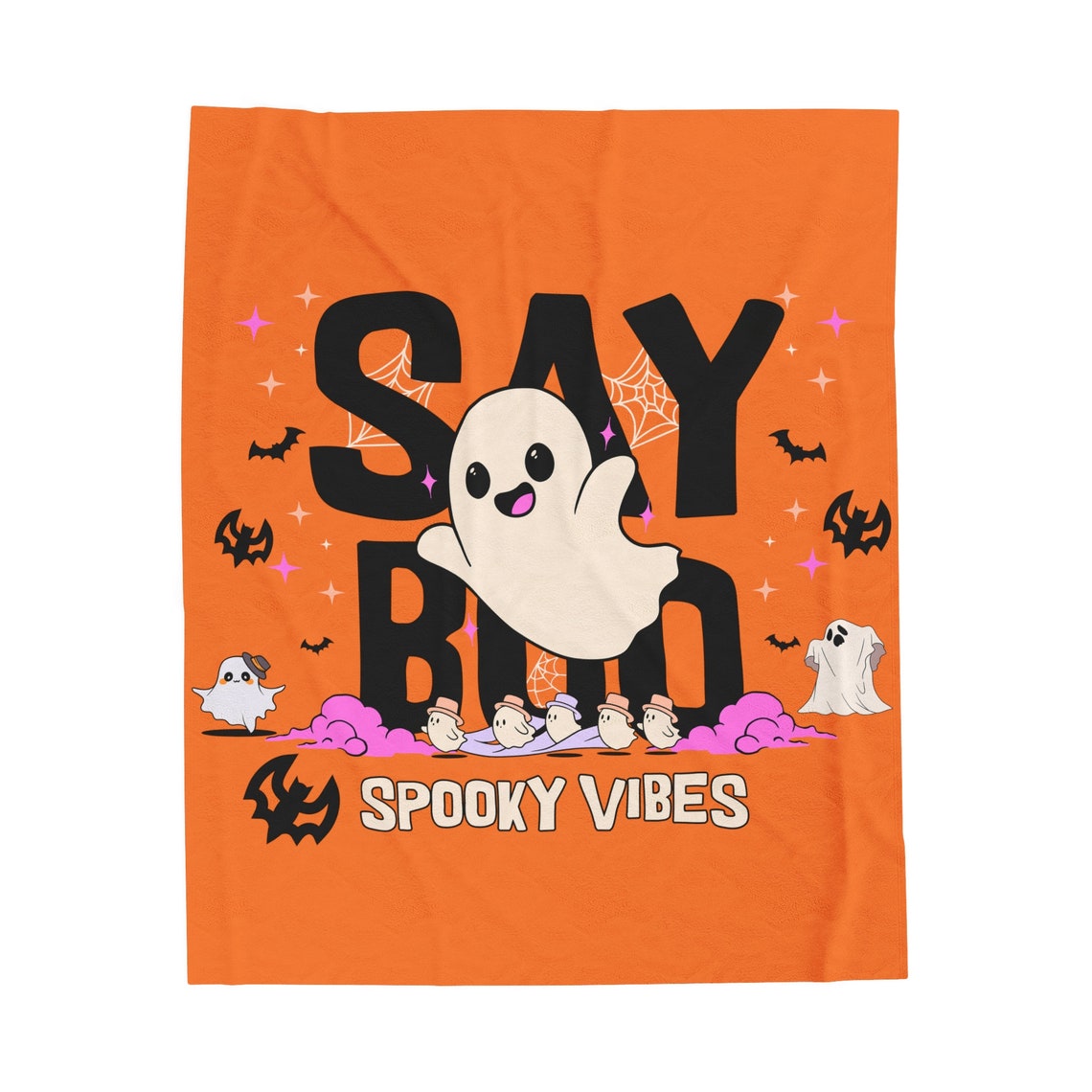 Vintage Ghost Blanket, Say Boo Blanket, Spooky Vibes Blanket, Gift for ...