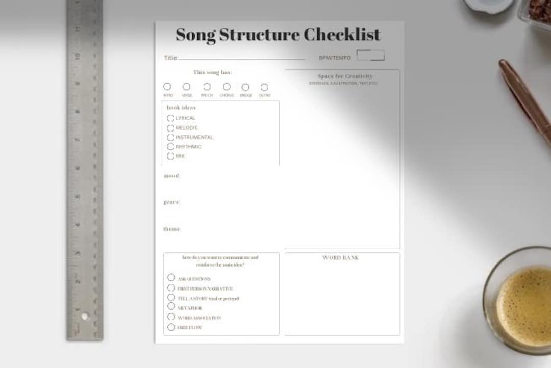 Song Structure Checklist - Etsy