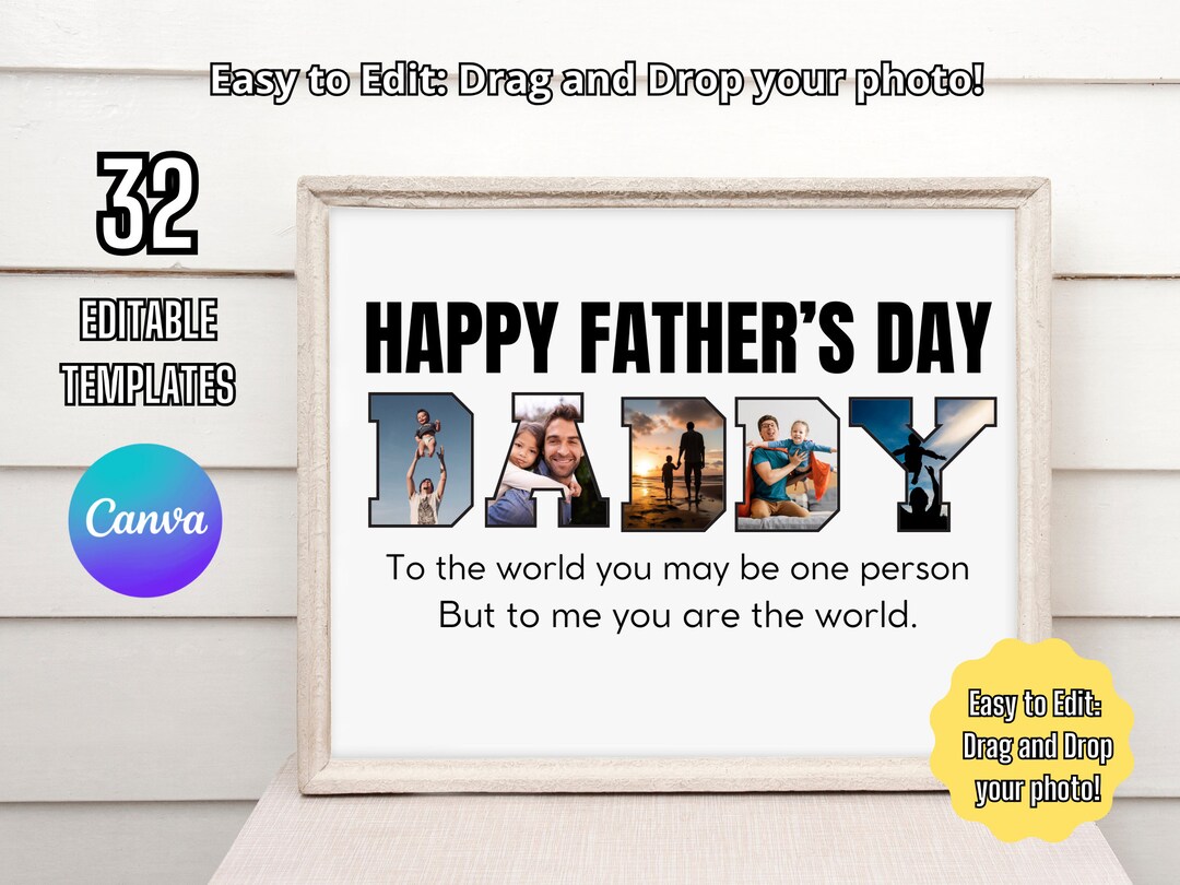 Dad Editable Canva Frame Template, Picture Frame Fathers Day, Daddy ...