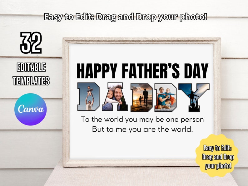 Dad Editable Canva Frame Template, Picture Frame Fathers Day, Daddy ...