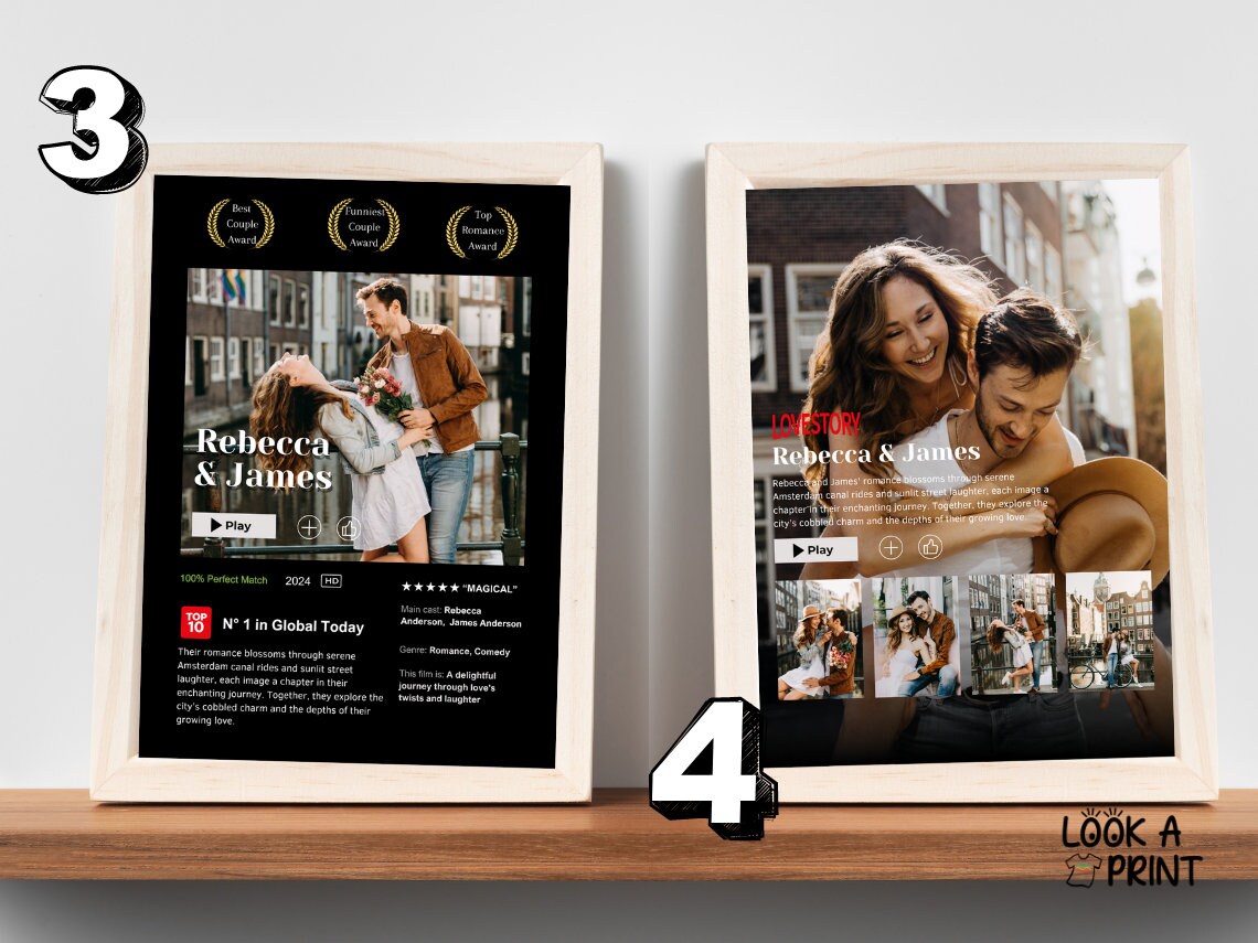 Custom Couple Movie Poster, Canva Editable, Movie Poster Filmstrip ...