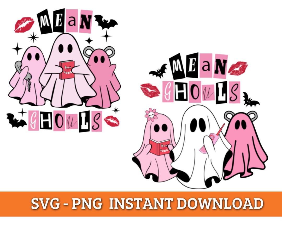 Mean Ghost Svg, Pink Ghouls, Pinky, Retro Halloween Svg, Ghouls Ghost ...