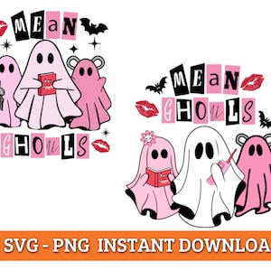 Mean Ghost Svg, Pink Ghouls, Pinky, Retro Halloween Svg, Ghouls Ghost ...