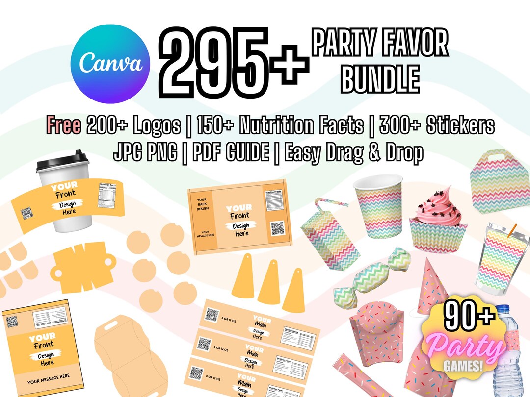 295+ Editable Party Favor & Game Canva Templates Bundle, Christmas ...