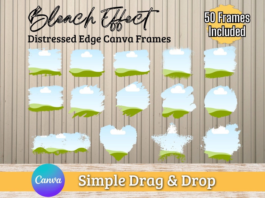 Bleach Effect Distressed Frames Canva Bundle, Editable Template ...