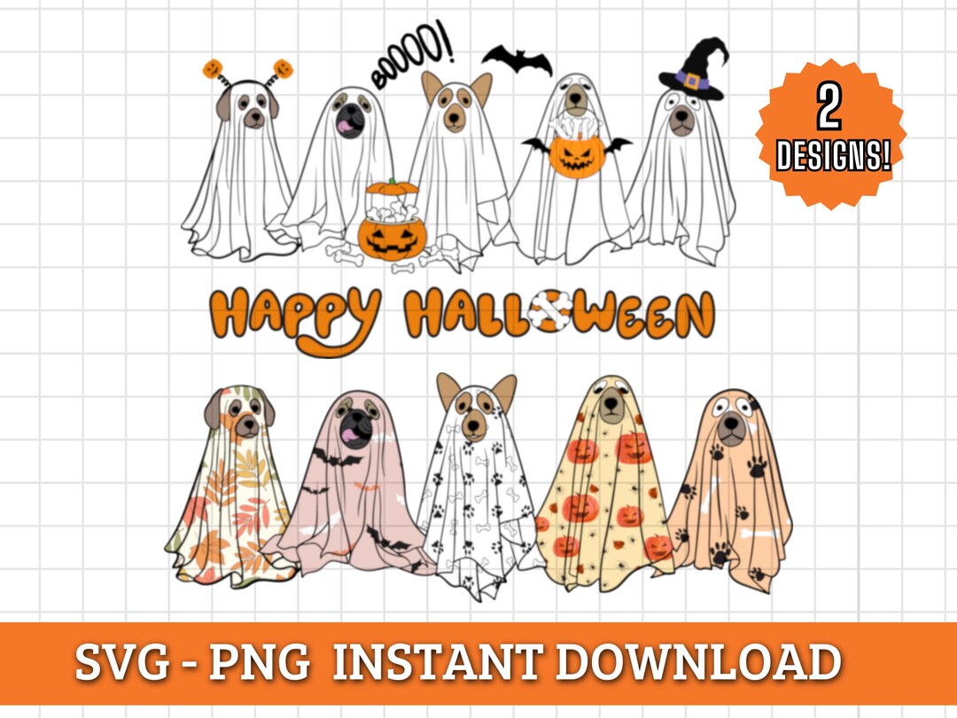 Ghost Dog SVG & PNG Bundle | Halloween Designs | Spooky Dog Clipart ...