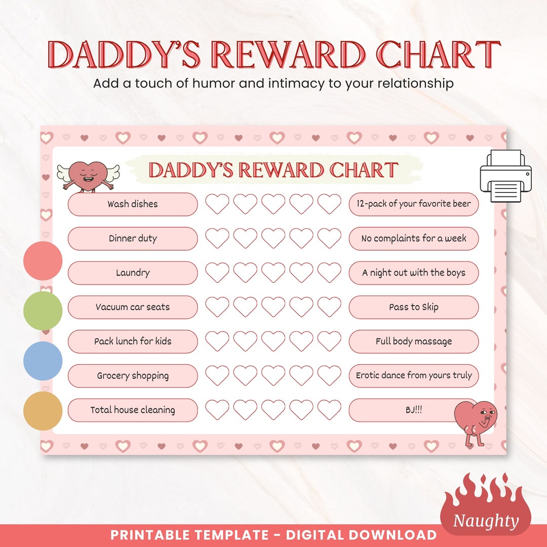Daddy's Reward Chart Printable Gifts for Husband, Gift for Him ...