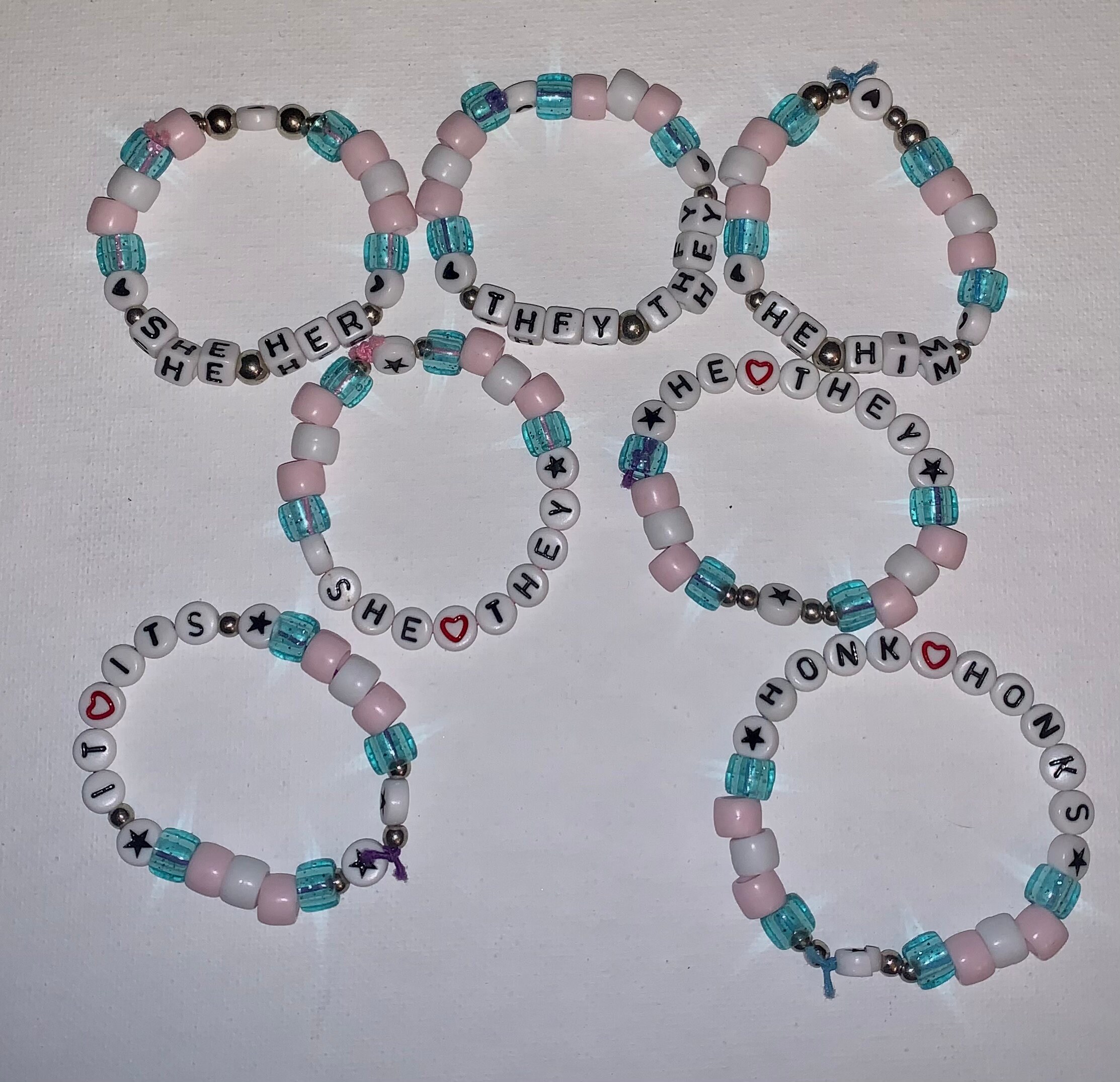 Diverse Kandi Pronoun Bracelets: Embrace Identity With Trans Flag Beads ...