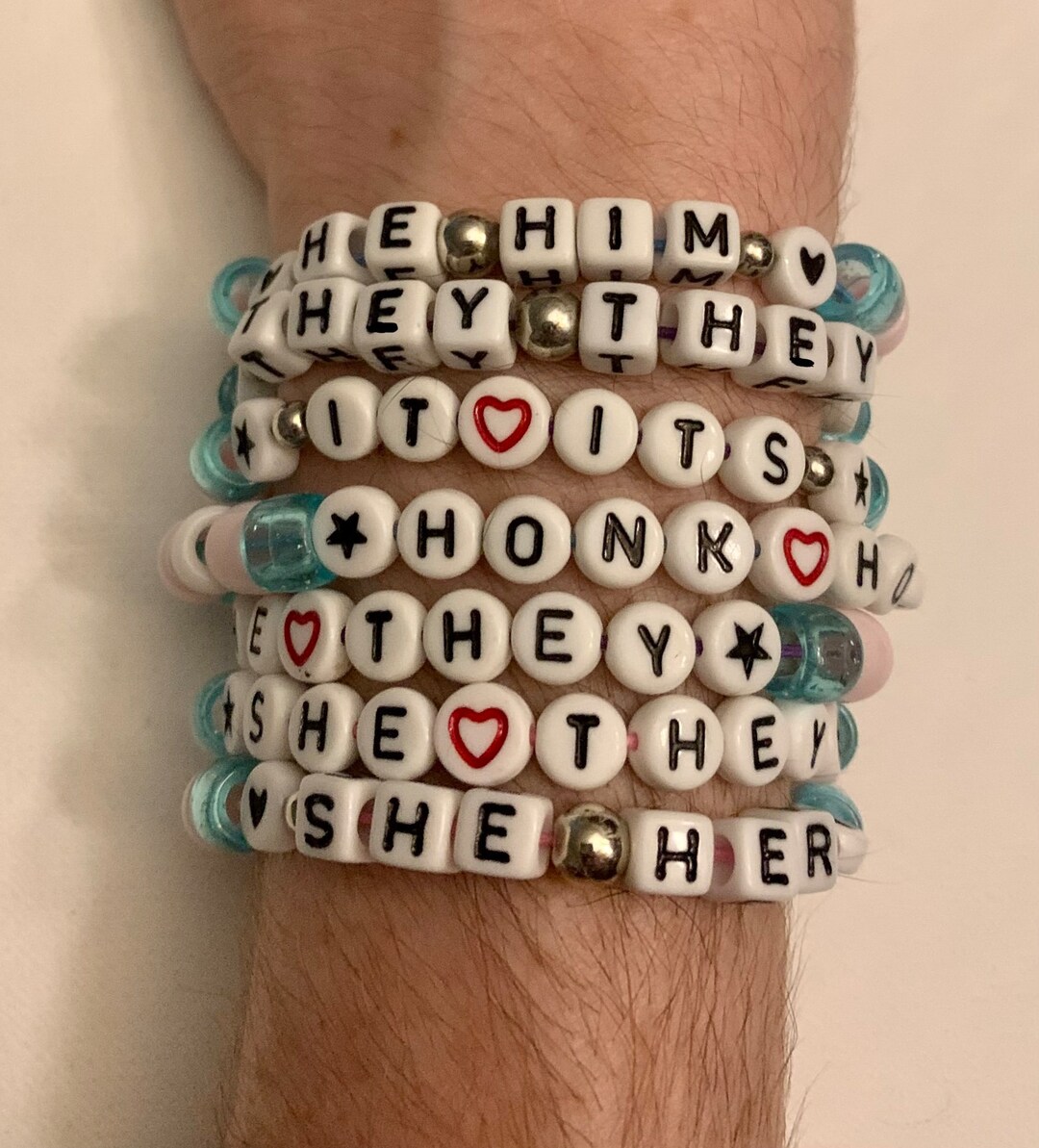 Diverse Kandi Pronoun Bracelets: Embrace Identity With Trans Flag Beads ...