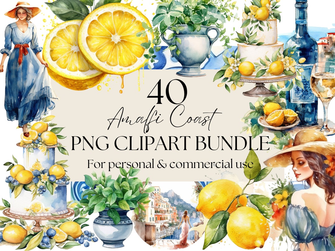 40 Watercolour Amalfi Coast, Digital Transparent PNG Clipart ...