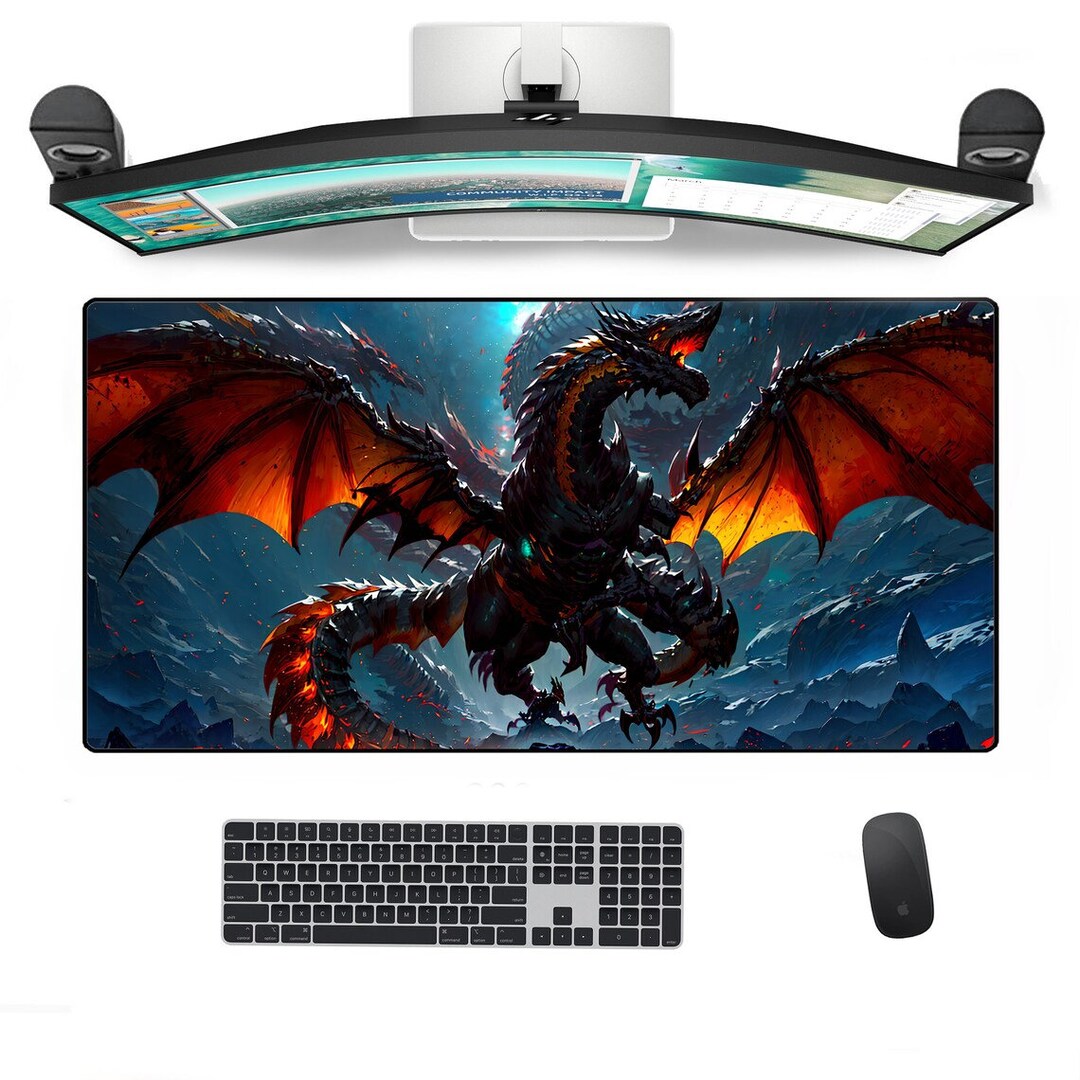 Big Gaming XXL Mouse Pad Desk Mat Mousepad Fire Dragon Beast Monster ...