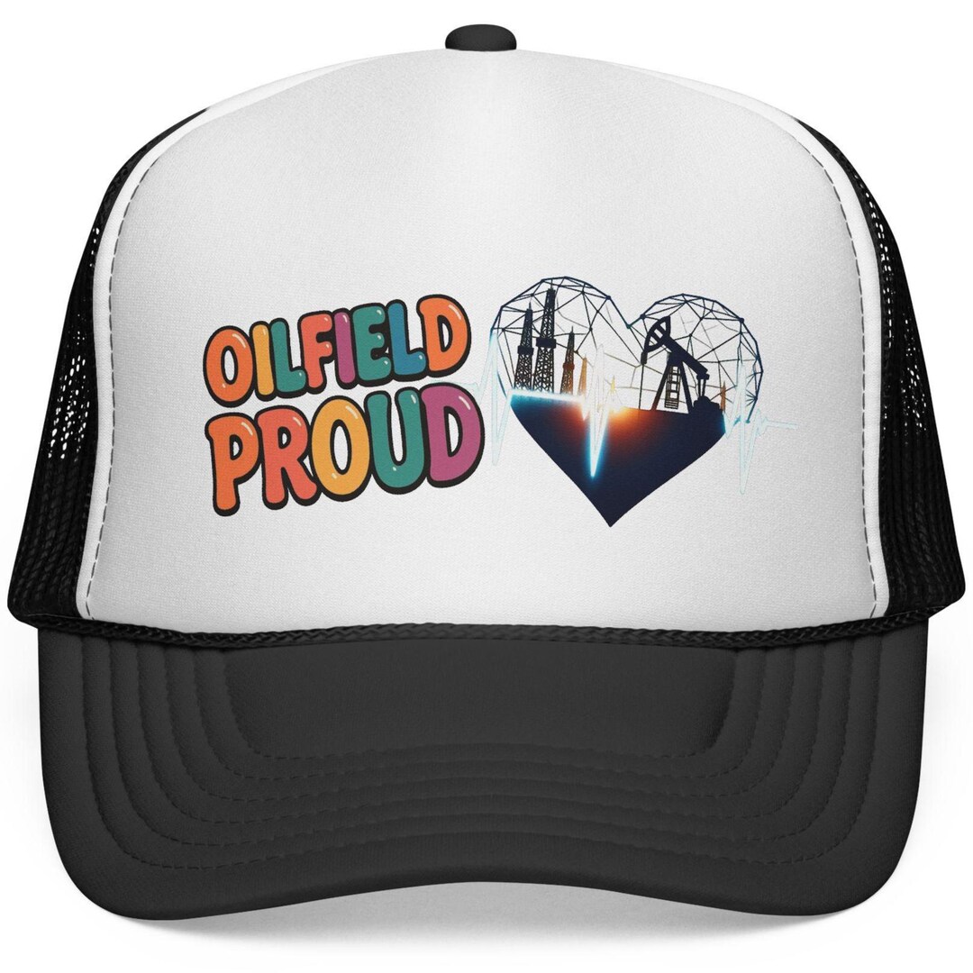 Oilfield Proud Trucker Cap | Oil Rig Heart Graphic - Etsy