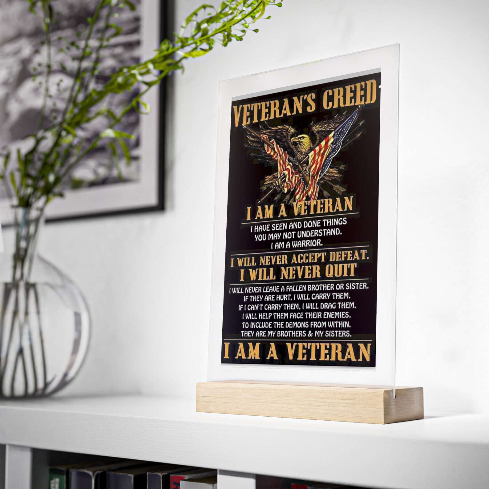 US Veteran Creed - Acrylic Sign With Wooden Stand - Etsy