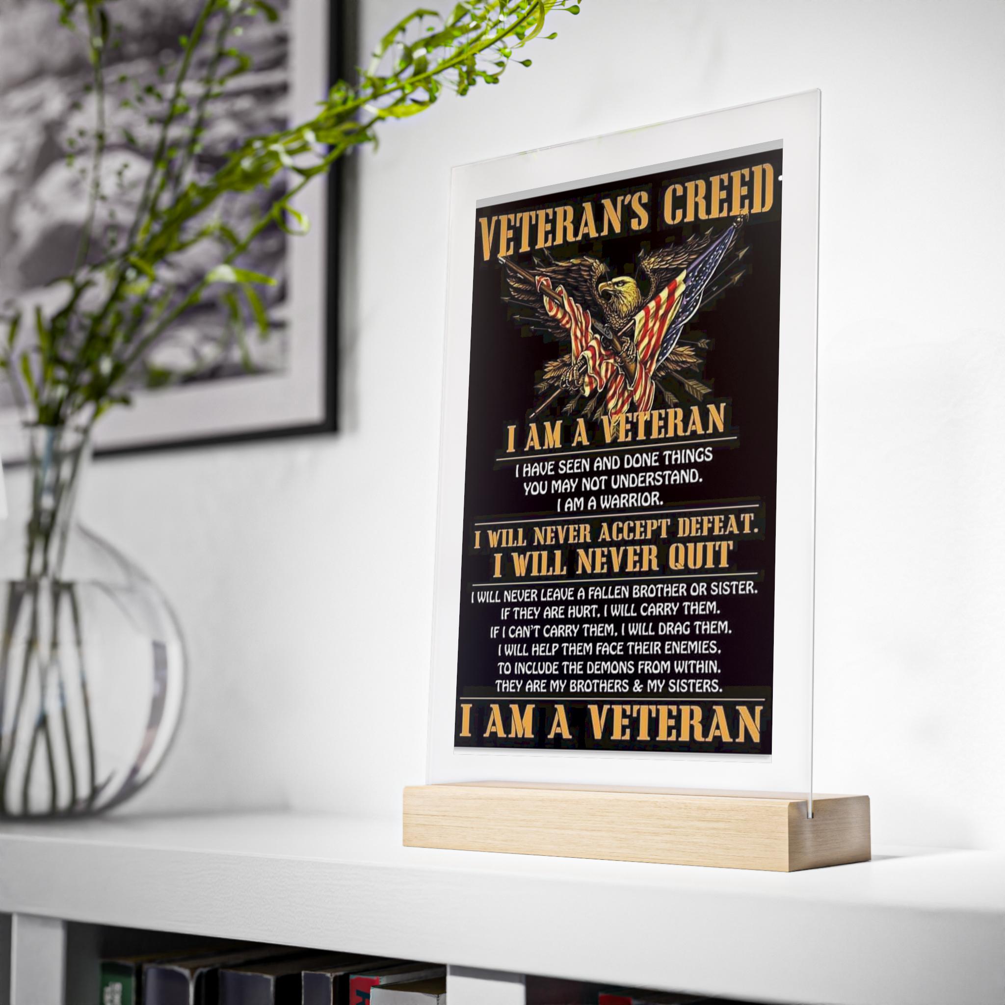 US Veteran Creed - Acrylic Sign With Wooden Stand - Etsy