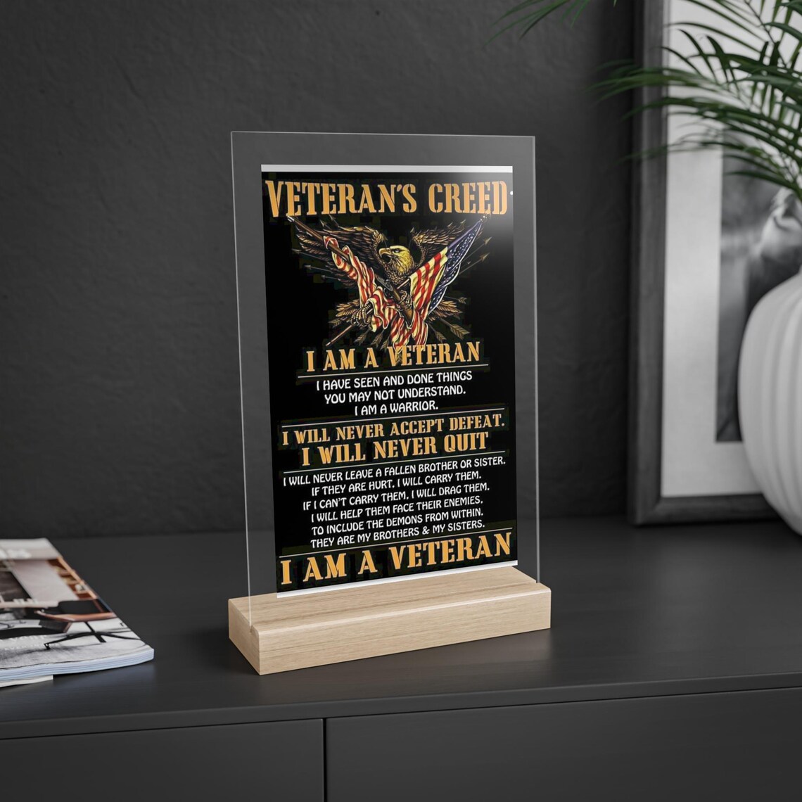 US Veteran Creed - Acrylic Sign With Wooden Stand - Etsy