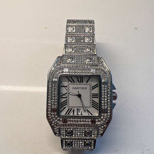 Iced Out Cartier Watch - Etsy