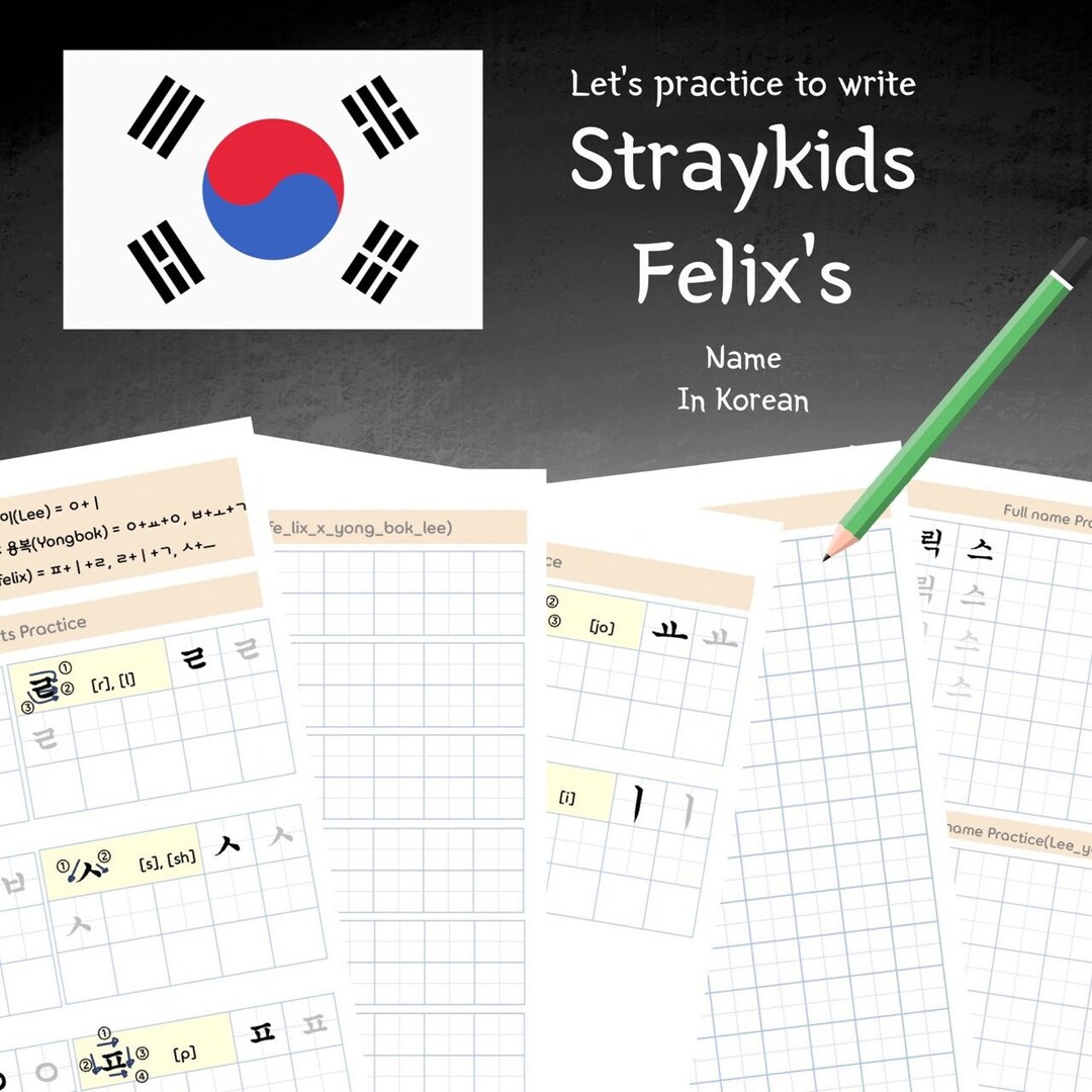 Straykids Felix Writing Practice in Korean PDF - Etsy