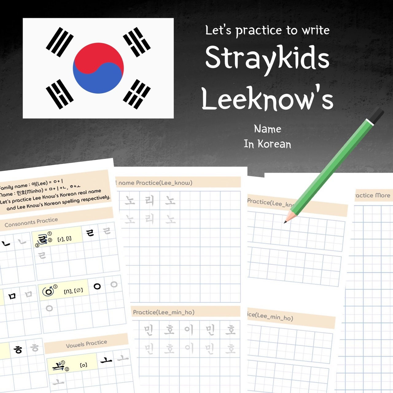 Straykids Leeknow Writing Practice in Korean PDF - Etsy