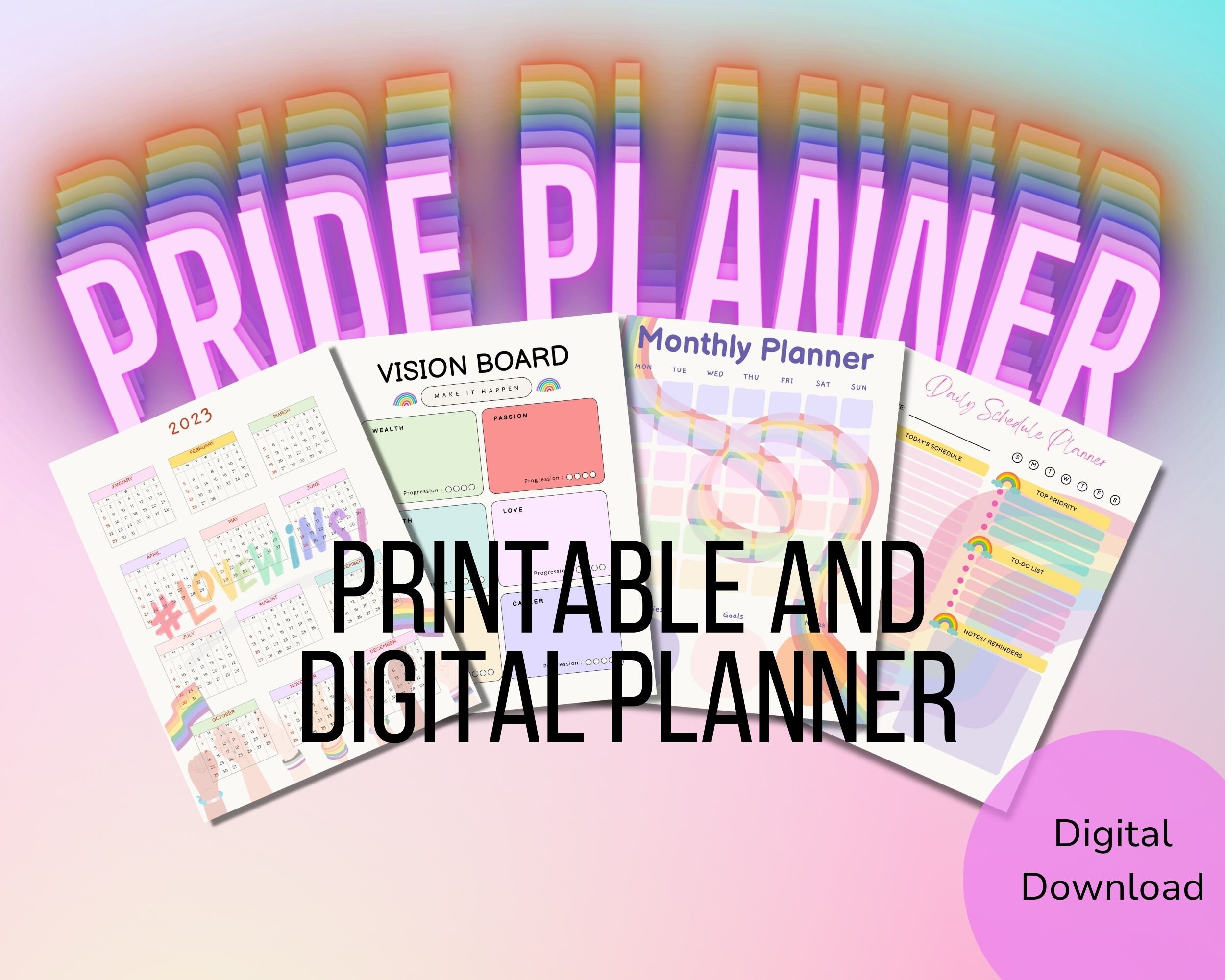Pride Planner Goodnotes Planner Daily Digital Gay Planner iPad Planner ...