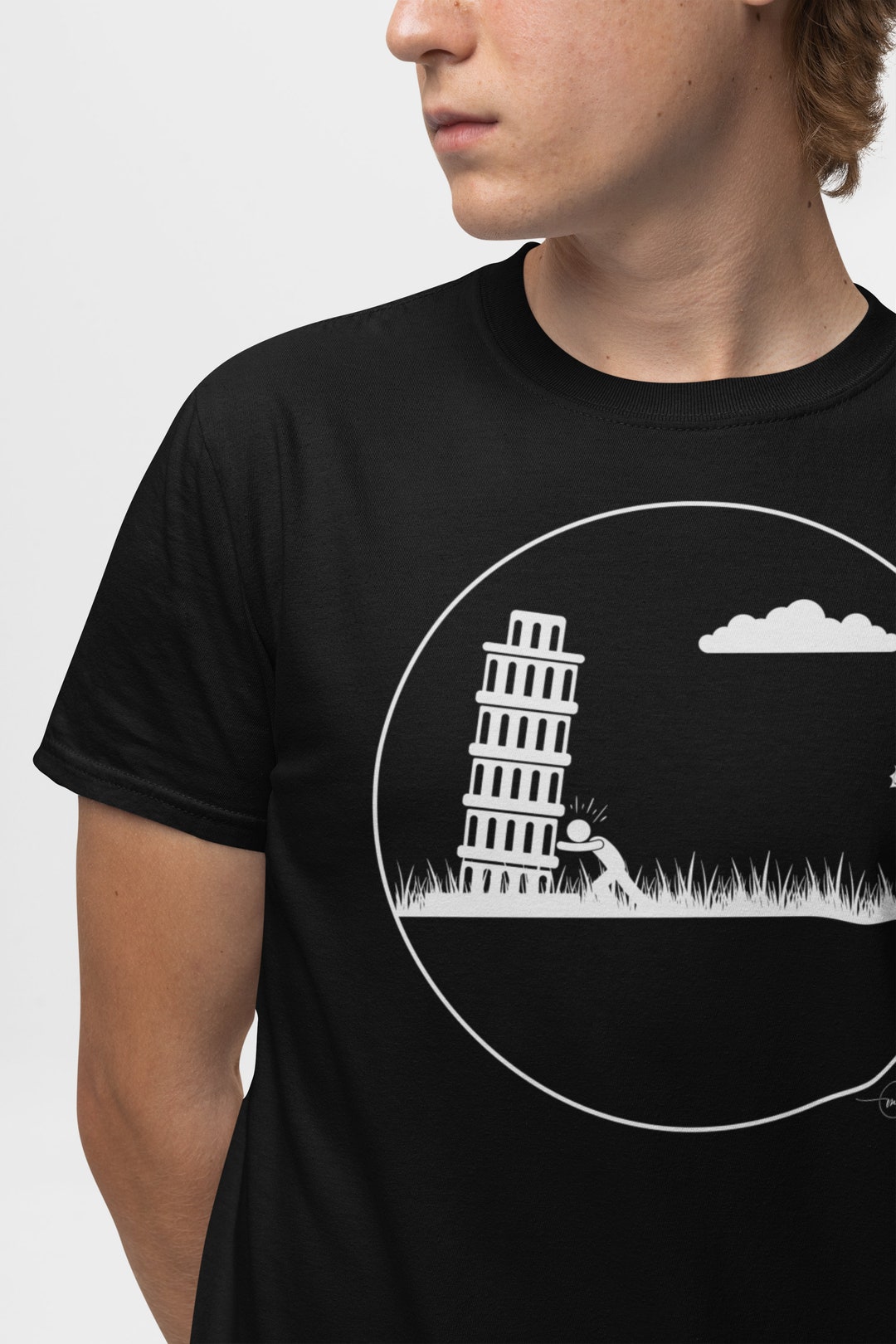 Stickman Holding Pisa T-shirt | Stick Figure on Vacation Tee | Tuscany ...