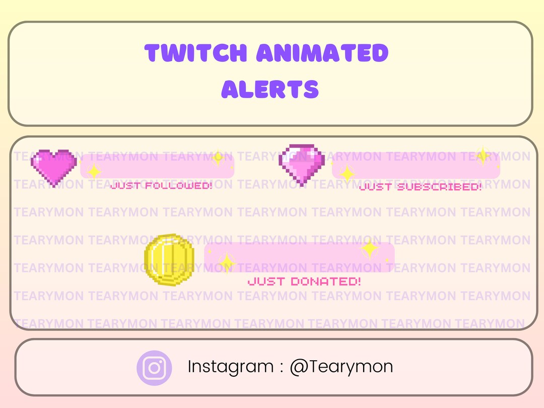 Twitch Animated Alerts Pixel Cute Aesthetic Pink Alert for - Etsy