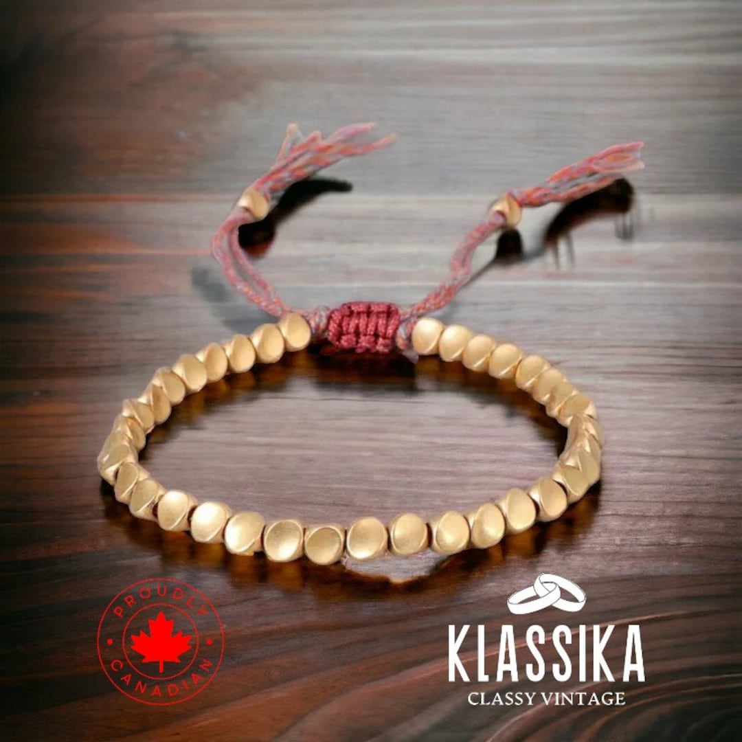 Tibetan Handmade Buddhist Copper Beads Braided Cotton Thread Bracelet ...