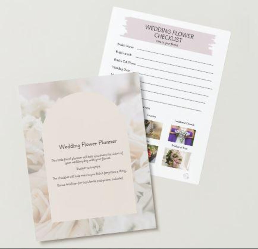 Wedding Flower Planner/ Printable Wedding Flower Guide /bride Flower ...