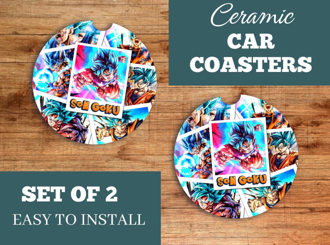 Dragon Ball Z Goku Set of 2 Ceramic Car Coaster, Cup Holders, Car ...