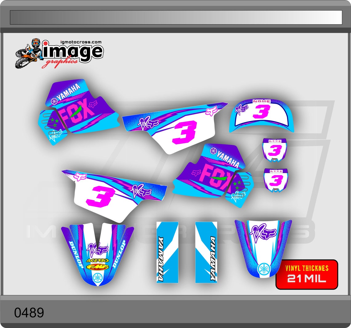 YAMAHA PW50 Graphics Full Kit 1985 2023 Pink Blue, Mini Plates Included ...