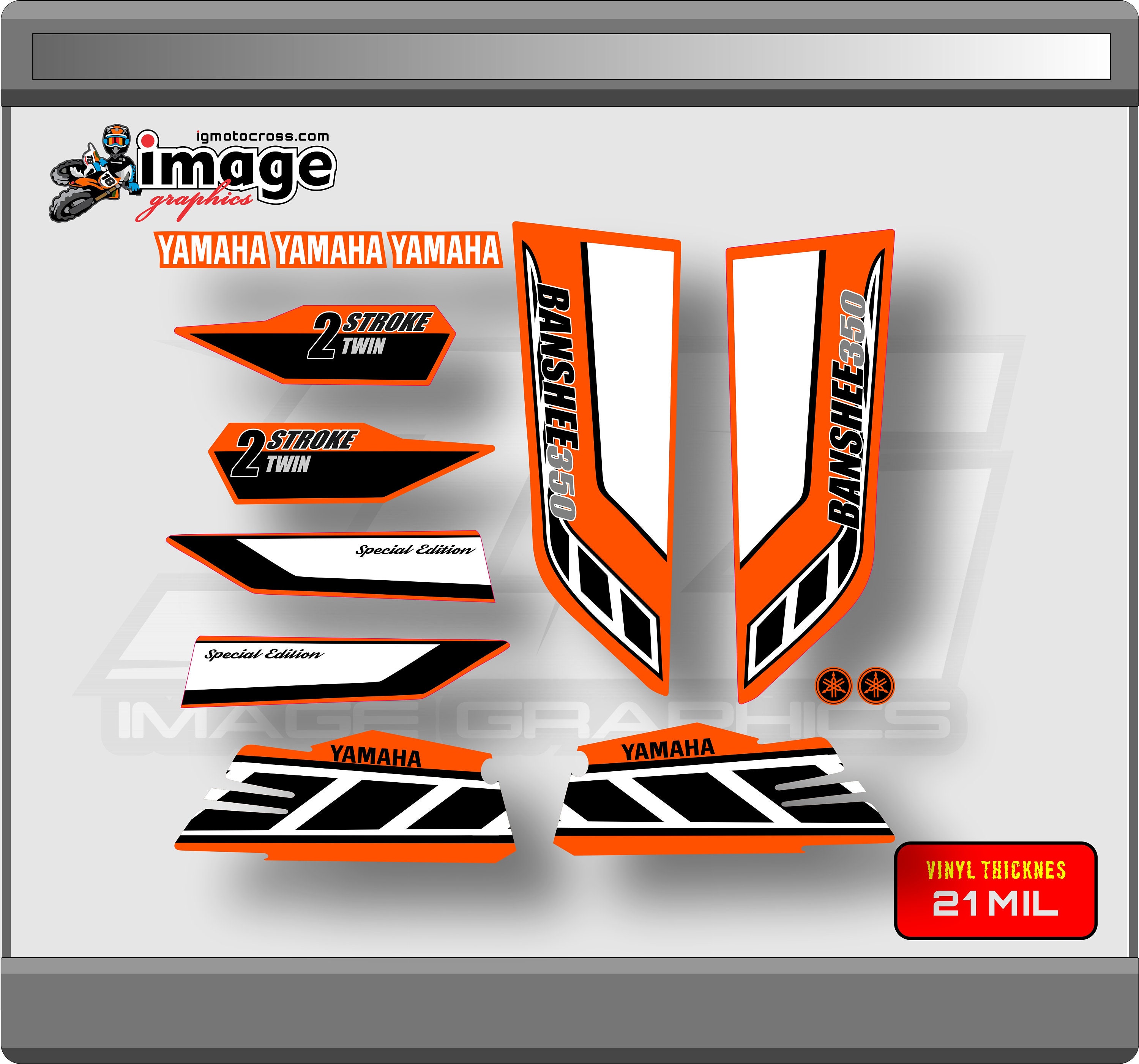 YAMAHA BANSHEE Graphics Orange High Quality ,thick ,glossy. High Bond ...
