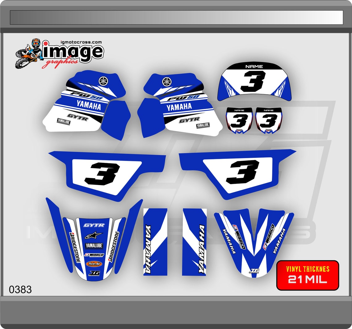 YAMAHA PW50 Graphics Full Kit 1985 - 2021 Blue Black Mini# Plates ...